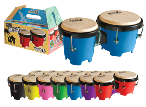 DADI PERCUSSION 4-5" YELLOW MINI BONGO DRUMS NATURAL SKINS BONGOS ...