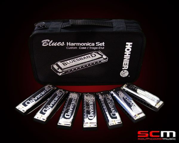 Hohner Blues Band Harmonica Set 7 Blues Harps with Carry Case A,Bb,C,D ...