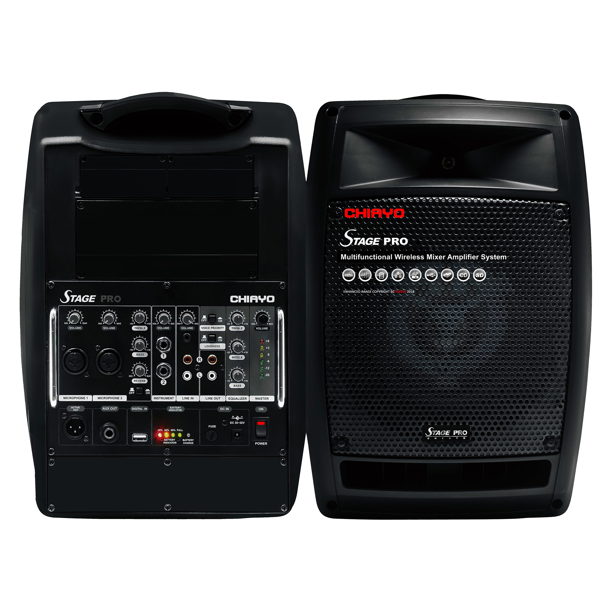 CHIAYO STAGE PRO 200 Portable PA System Battery and 240VAC Operation – South Coast Music