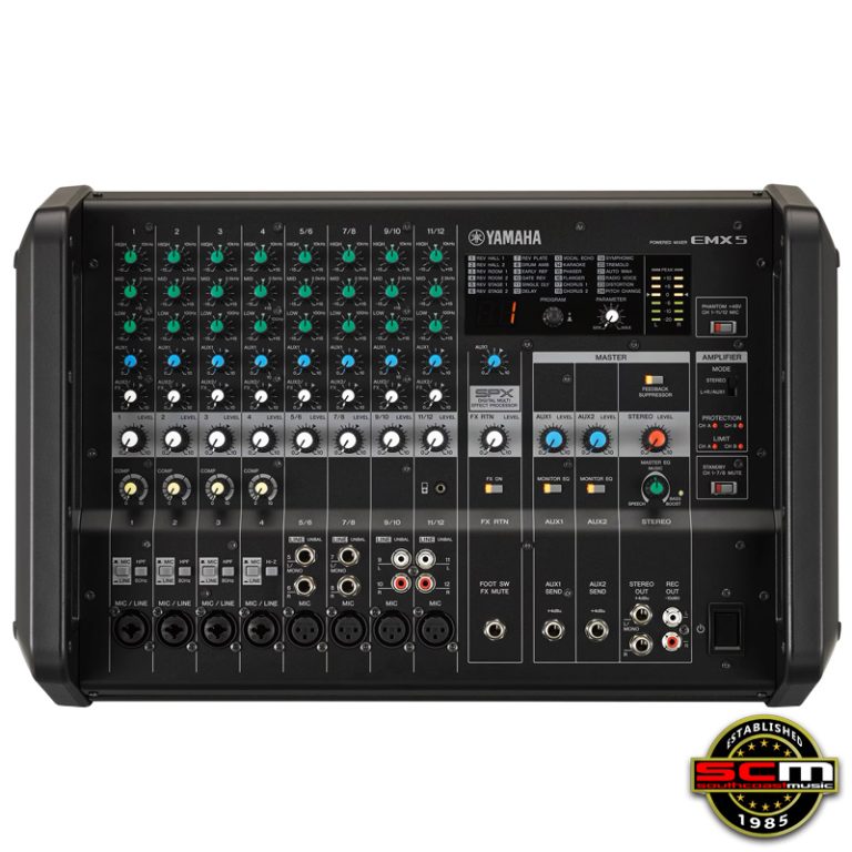 Yamaha EMX5 1260 Watt Powered Mixer with SPX Digital Effects and Five ...