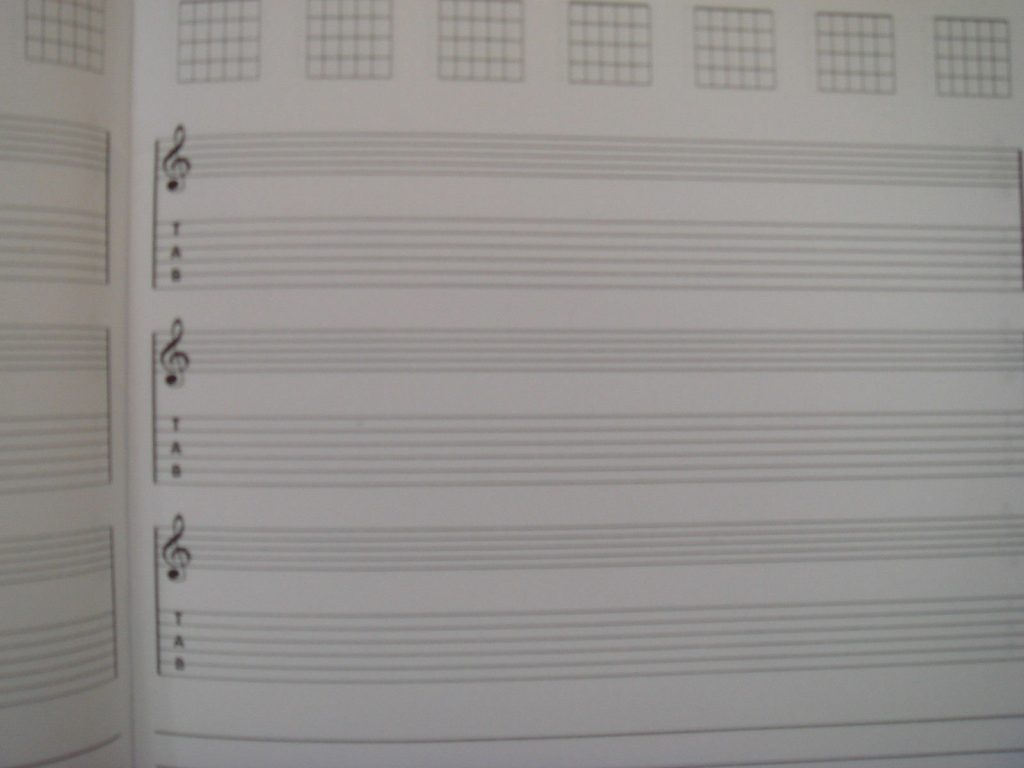 Guitar Manuscript Book Paper 3 Stave Tab Chord Boxes Sheet Music ...